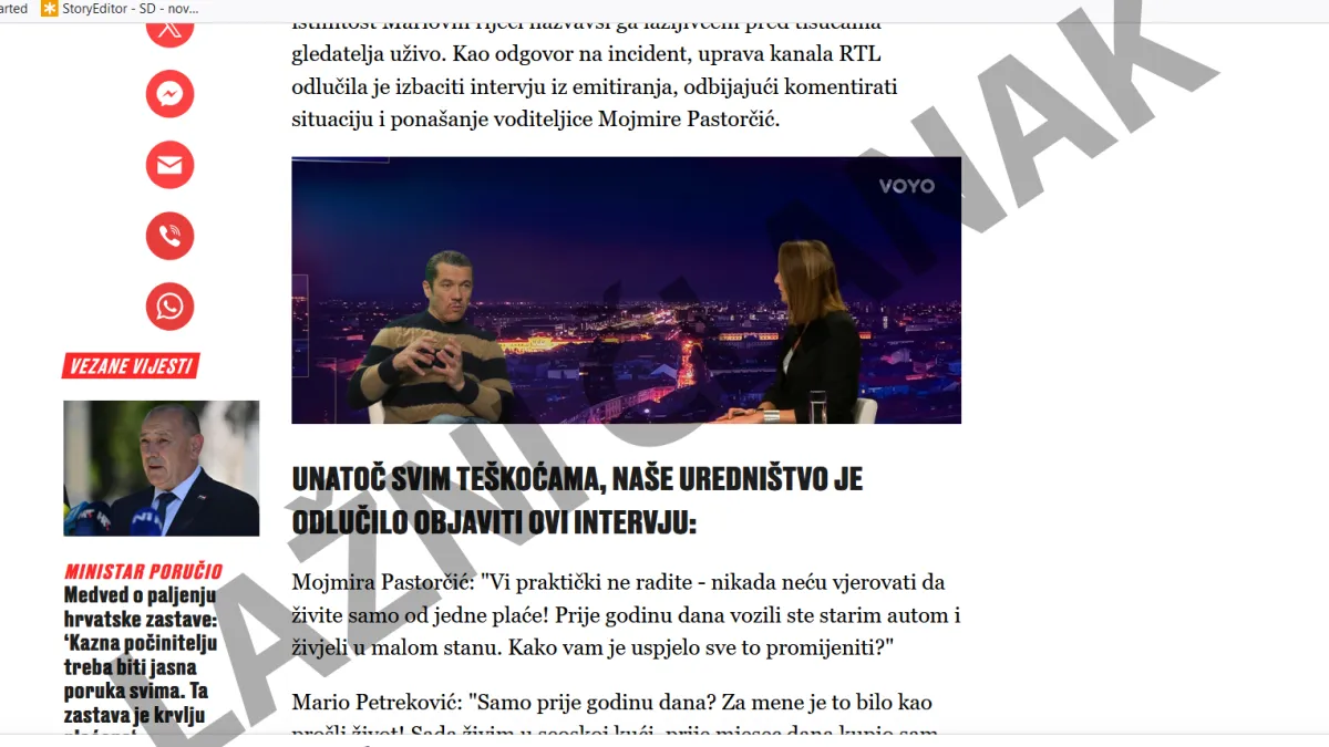 RTL i Mojmira Pastorčić žrtve lažnog članka: 'Ne nasjedajte na ovu prevaru!' - Net.hr