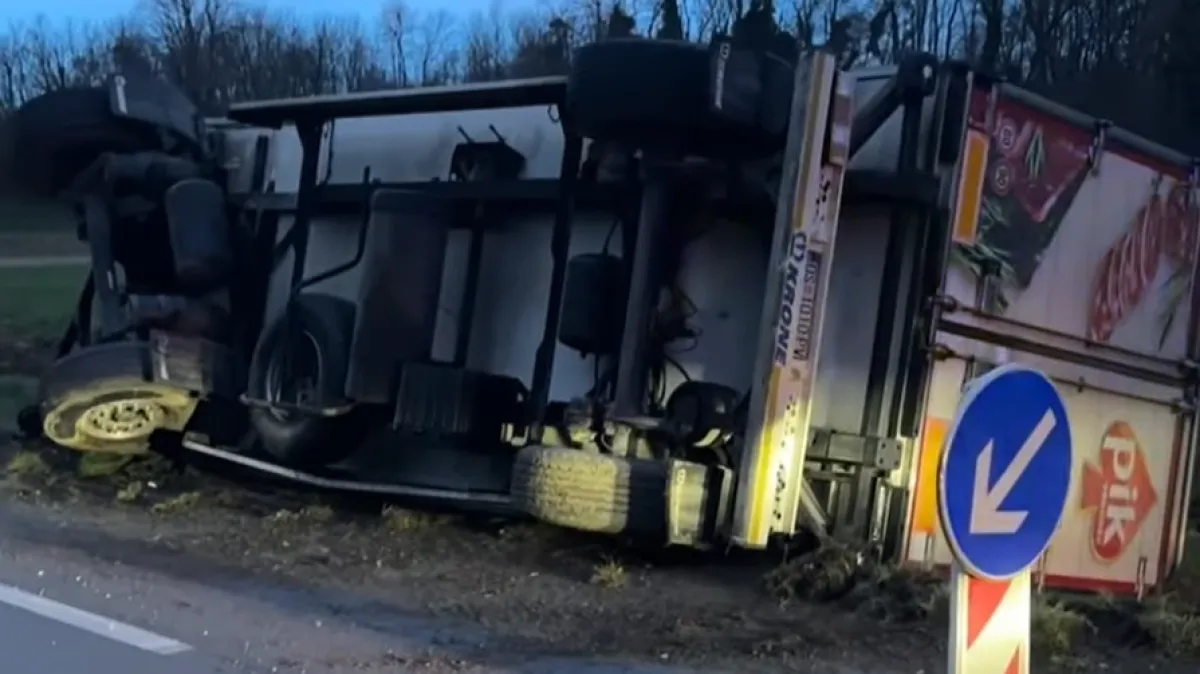 Kamion sletio s ceste kod Virja, prikolica se prevrnula na bok - Net.hr